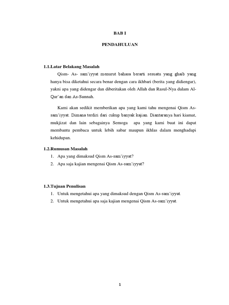 Qism As-Sam'iyyat | PDF