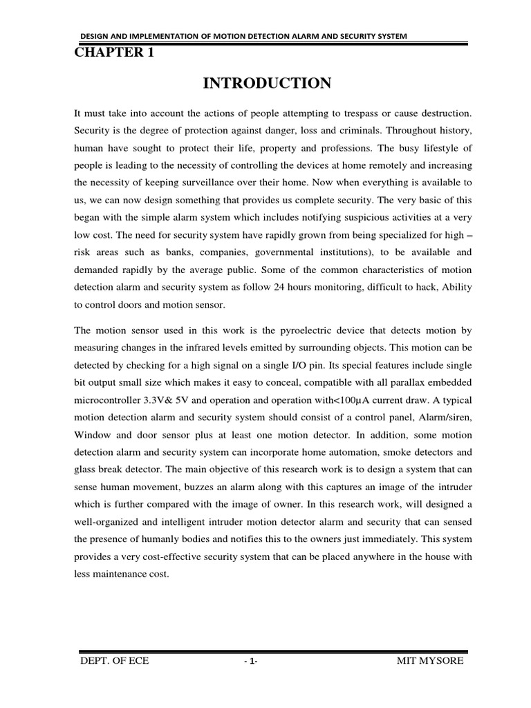 Design and Implementation of Motion Detection Alarm and Security System ...