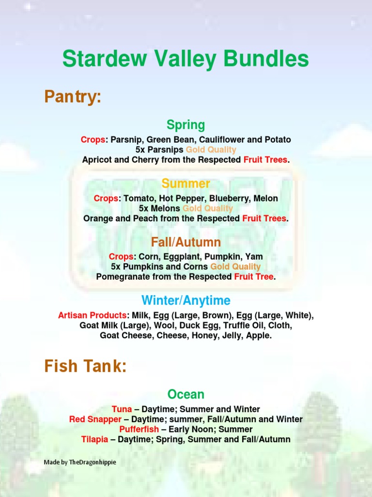 Stardew Valley Bundles | PDF | Fruit | Nature