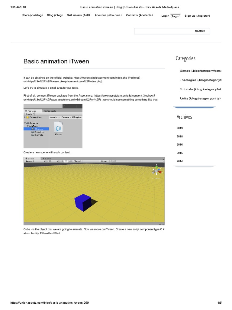 Basic Animation ITween - Blog - Union Assets - Dev Assets Marketplace | PDF | Areas Of Computer ...