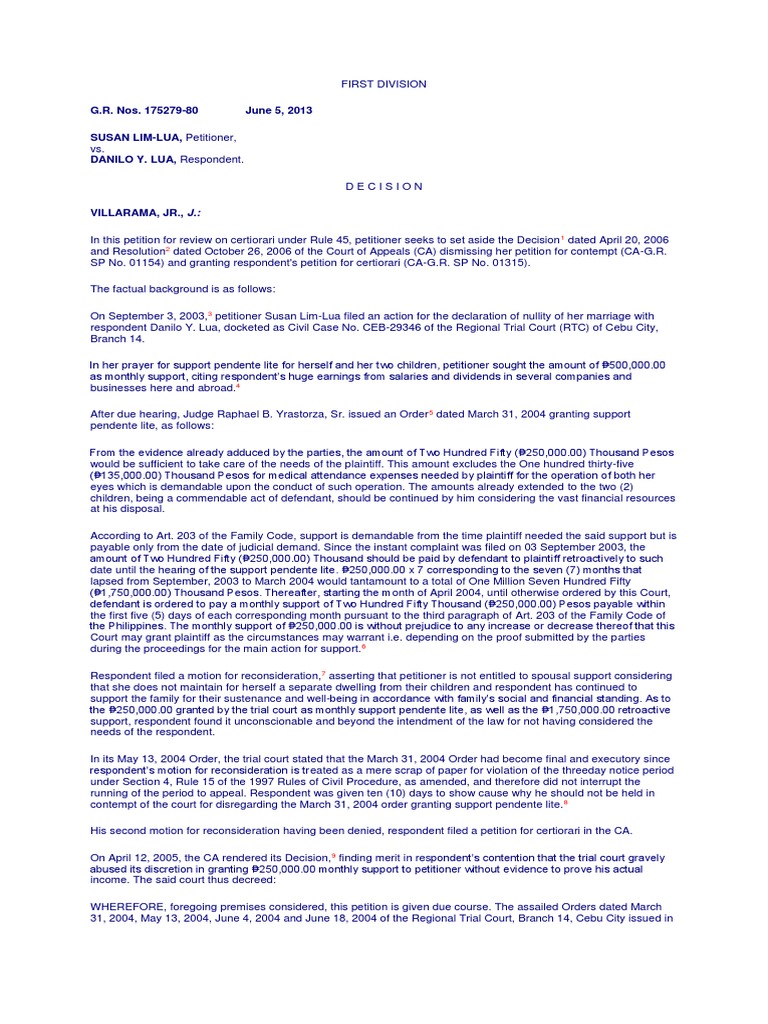 Lim-Lua vs. Lua, G.R. No. 175279-80, June 5, 2013 | PDF | Marriage ...