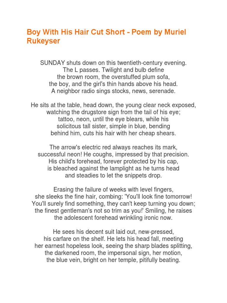 Boy With His Hair Cut Short Poem245245 | PDF | Poetry