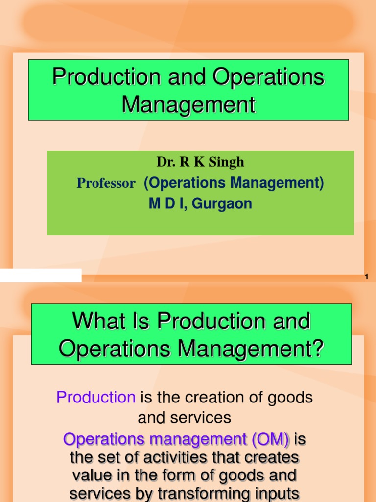 Overview of Operations Management | PDF | Operations Management ...