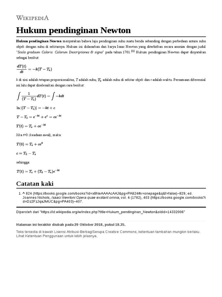 Hukum Pendinginan Newton | PDF