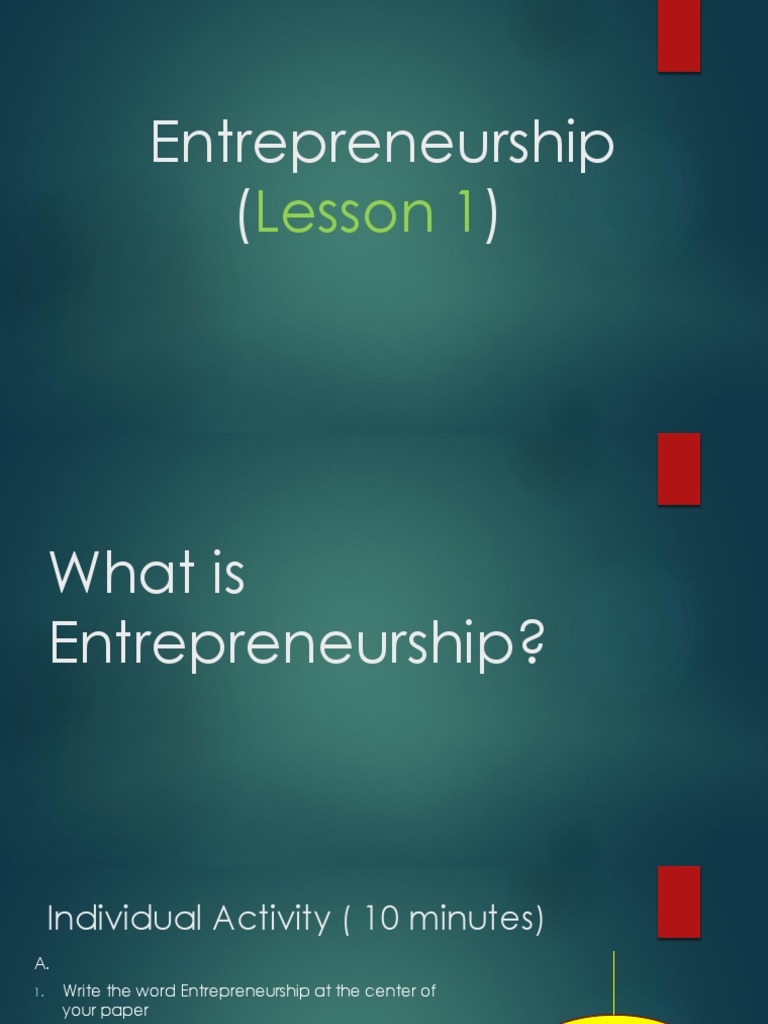 Entrepreneurship Lesson 1 | PDF | Entrepreneurship | Philippines