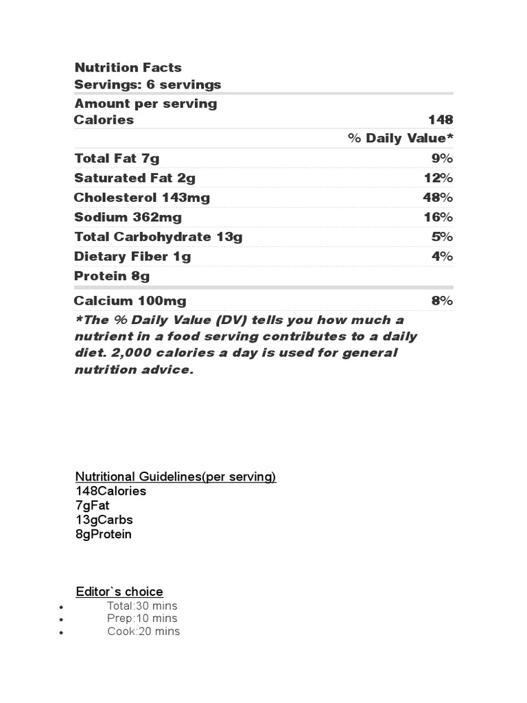 Nutrition Facts | PDF | Nutrition | Diet & Nutrition