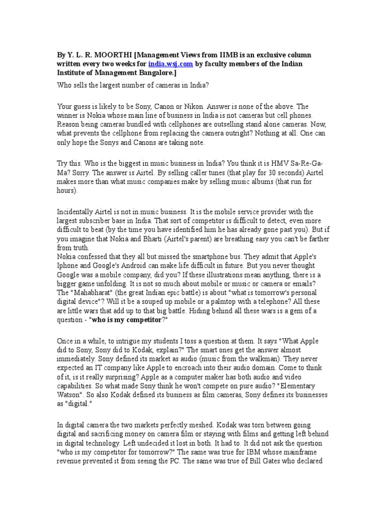 Who Is My Competitor? | PDF | Sony | Typewriter