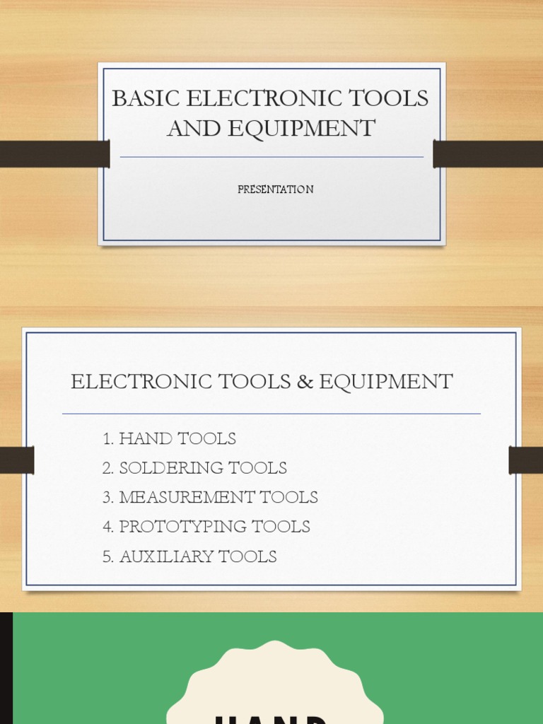 Basic Electronic Tools & Equipment | PDF | Screw | Tools