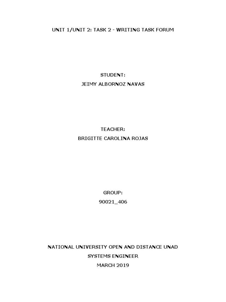 Unit 1/unit 2: Task 2 - Writing Task Forum | PDF