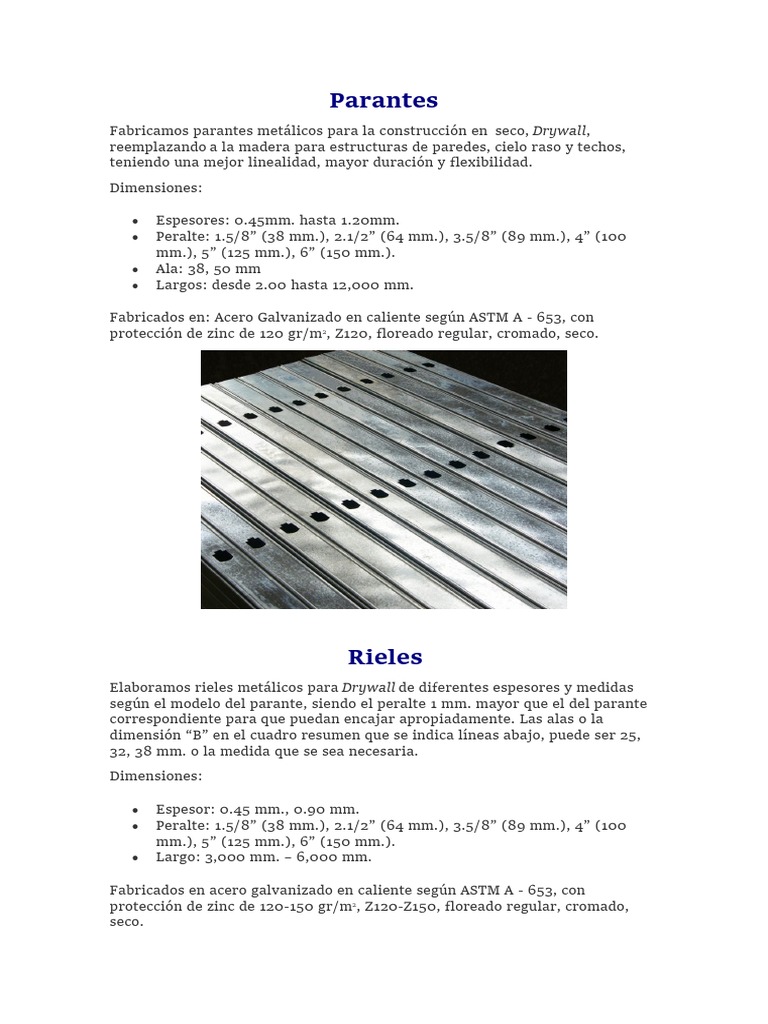 Requerimientos Drywall | PDF | Rieles | Materiales