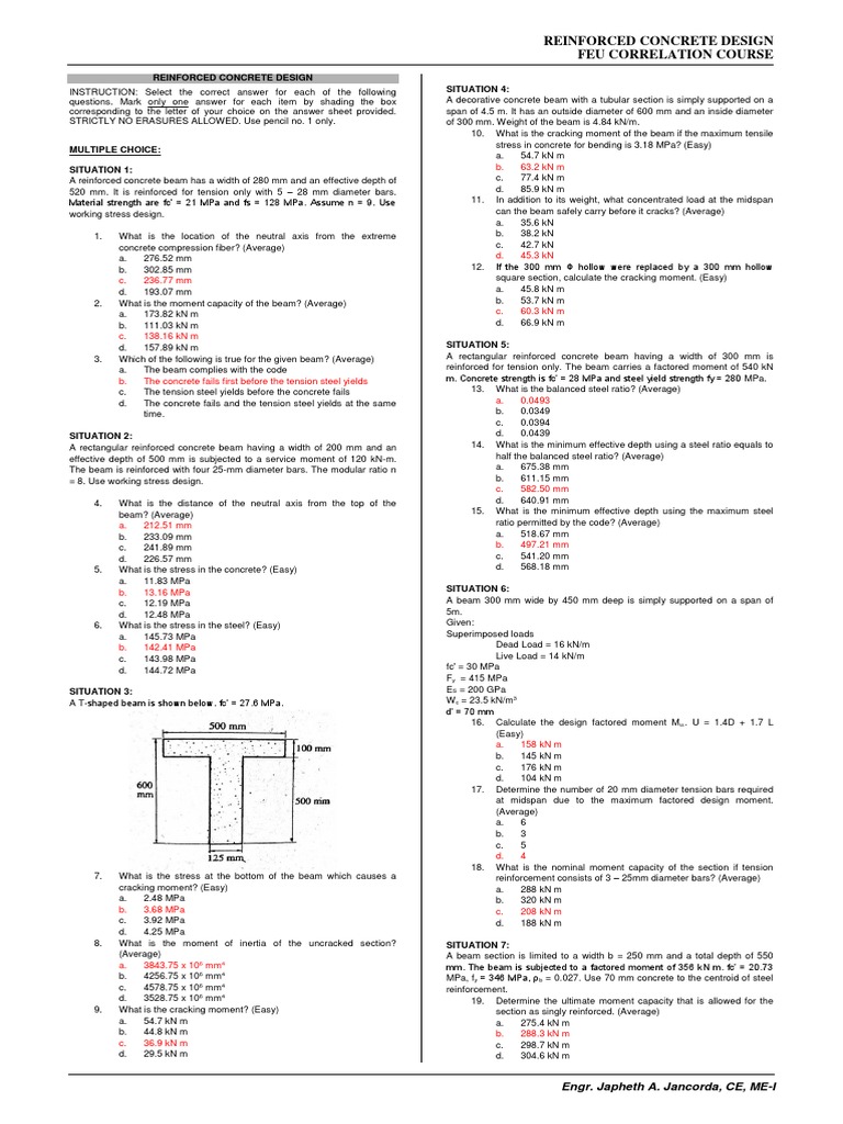 RCD Reinforced Concrete Design Feu 2019 | PDF | Beam (Structure ...