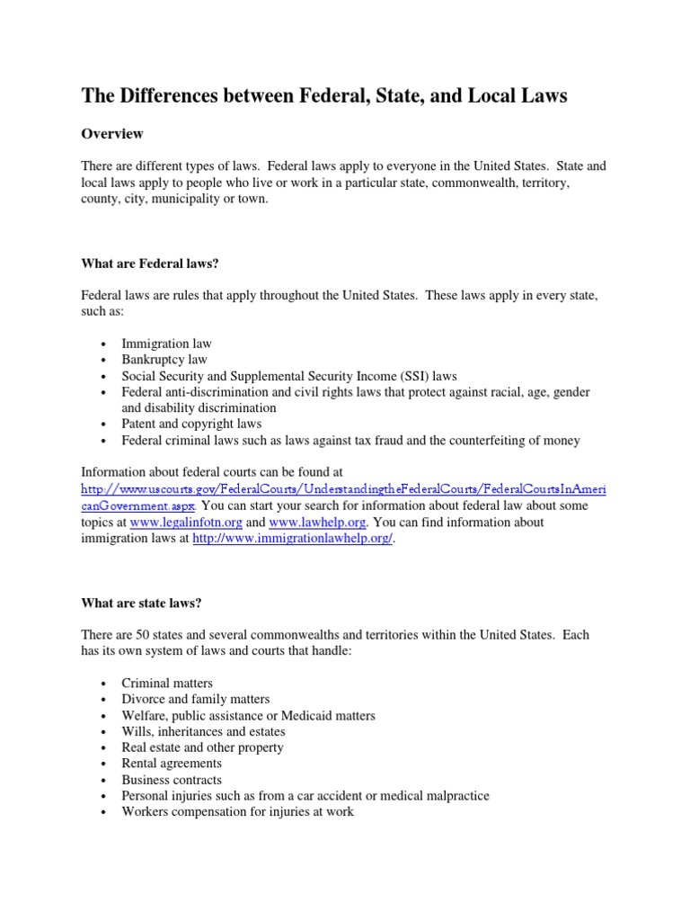 The Differences Between Federal and State | PDF | Supplemental Security ...