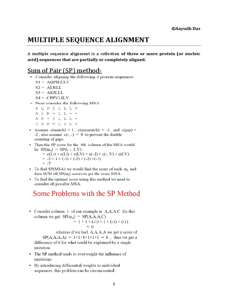 Multiple Sequence Alignment MSA | PDF | Sequence Alignment | Conserved Sequence