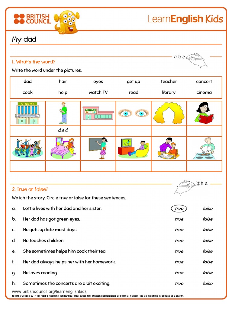 Short Stories My Dad Worksheet PDF | PDF
