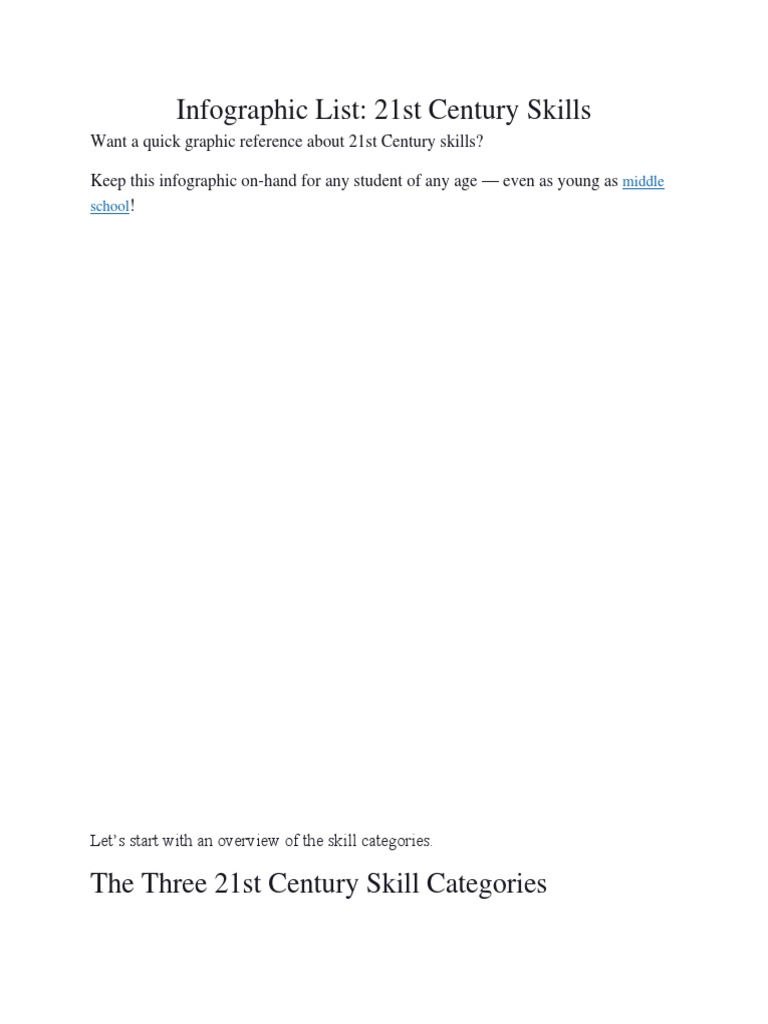 Infographic List: 21st Century Skills | PDF | Leadership | Literacy