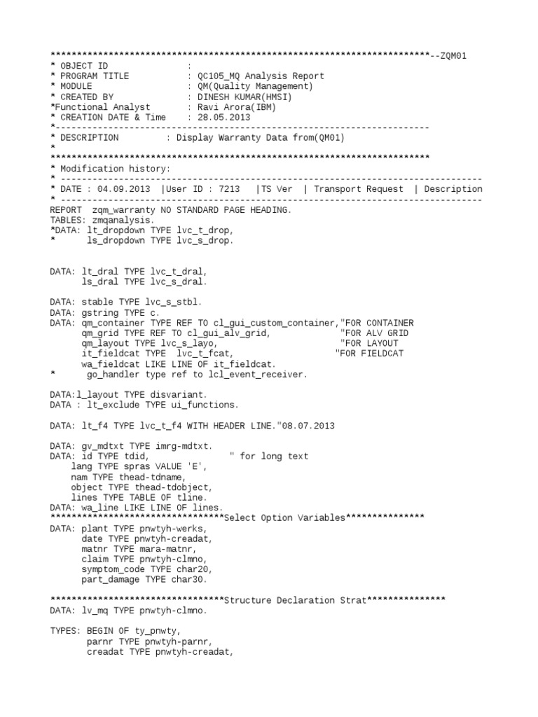 Warranty Data Analysis Report | PDF | Data Type | Data
