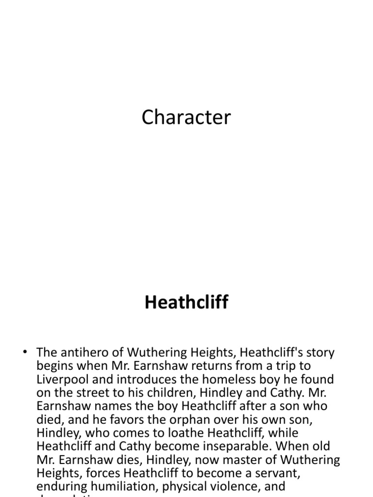Character | PDF | Heathcliff (Wuthering Heights) | Wuthering Heights