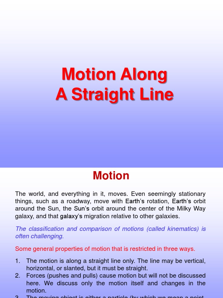 Physics of Straight-Line Motion | PDF | Acceleration | Velocity