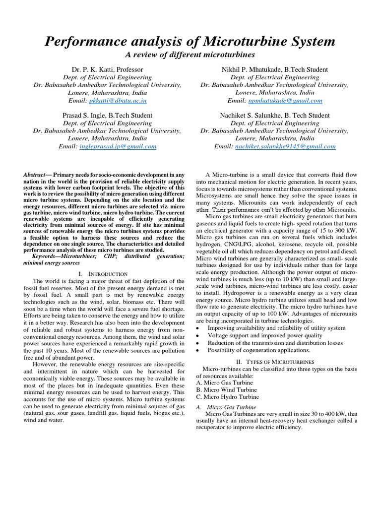 Performance Analysis Of Microturbine System Pdf Turbine Gas Turbine