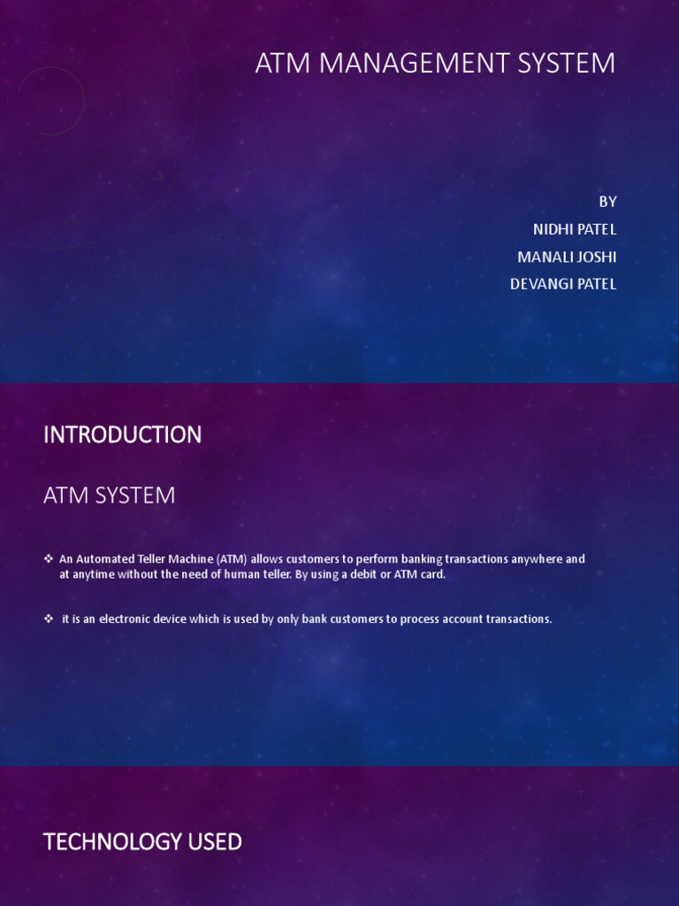 ATM Management System Overview | PDF
