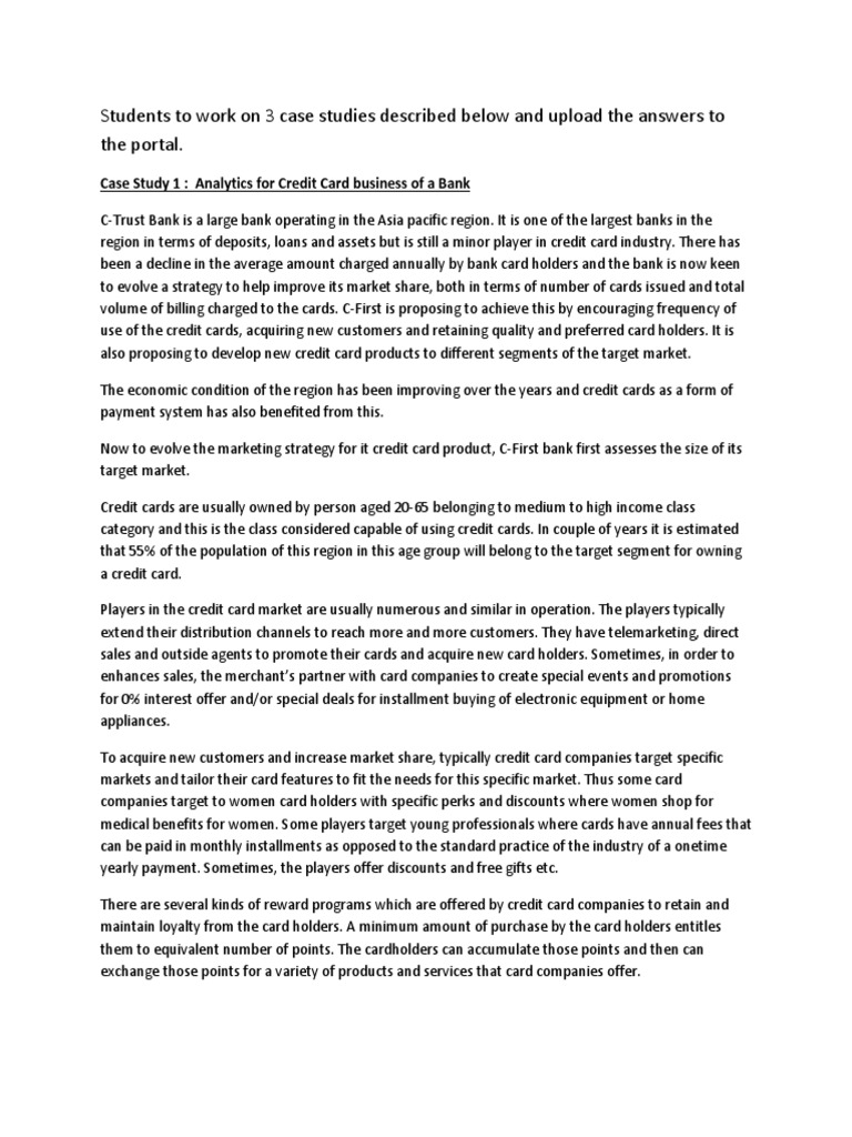Assignment Case Studies | PDF | Credit Card | Retail