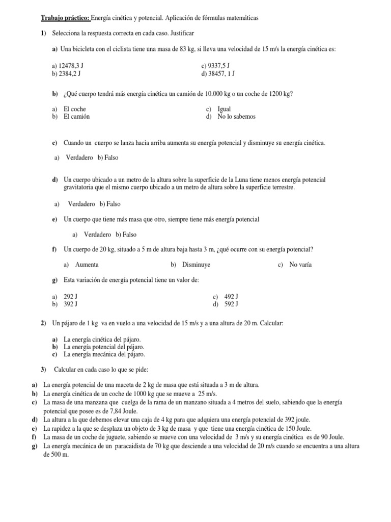 Energia Cinetica y Potencial | PDF | Energía cinética | Energía potencial