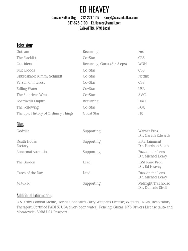 Ed Heavey Resume-Acting-2 | PDF