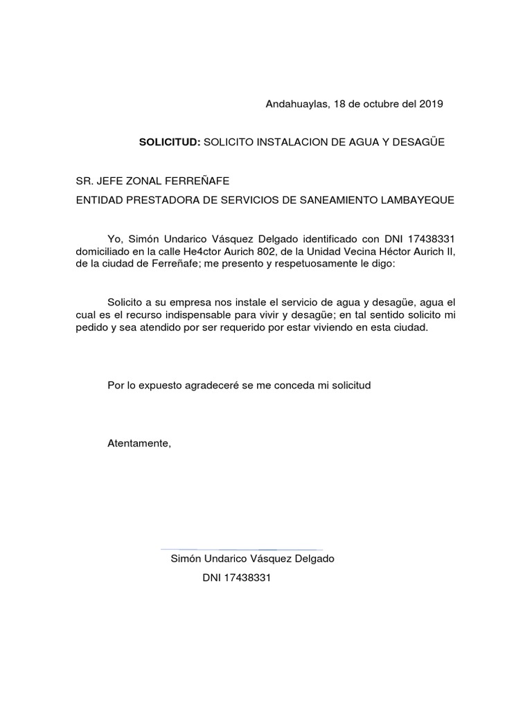 Solicitud-Agua POTABLE | PDF