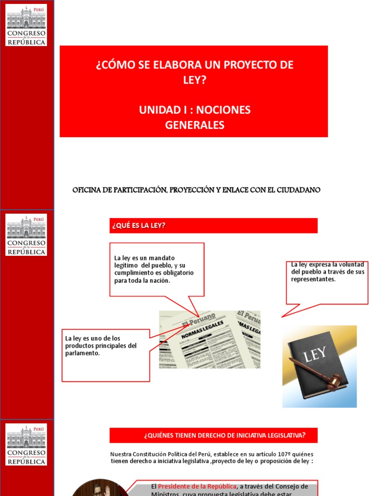 Cómo Se Elabora Un Proyecto de Ley - Perú | PDF | Gobierno | Instituciones sociales