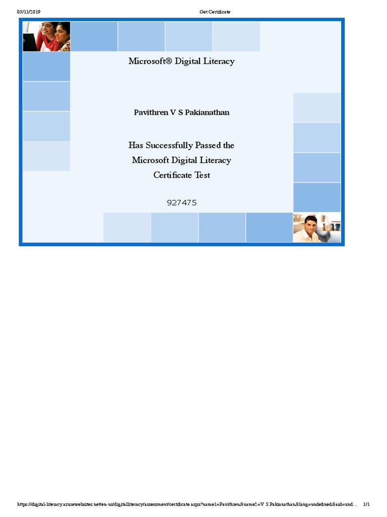Digital Literacy Certificate | PDF