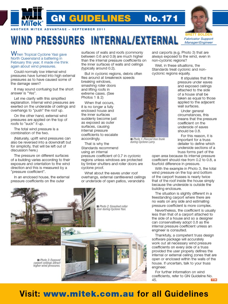 Wind Pressures Internal/External | PDF | Pressure | Wound