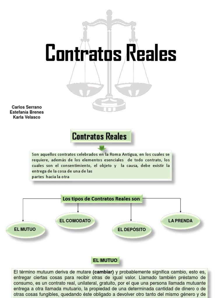 Contratos Reales | PDF | Derecho contractual | Conceptos legales