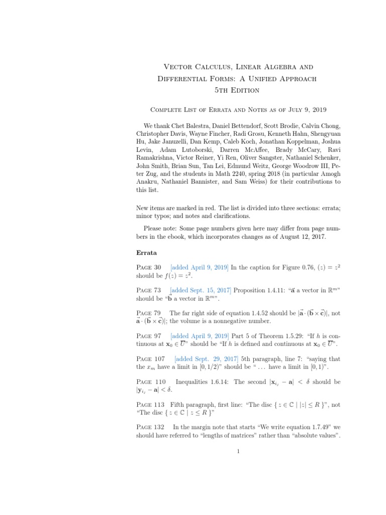 Vector Calculus, Linear Algebra and Differential Forms: A Unified Approach 5th Edition ...