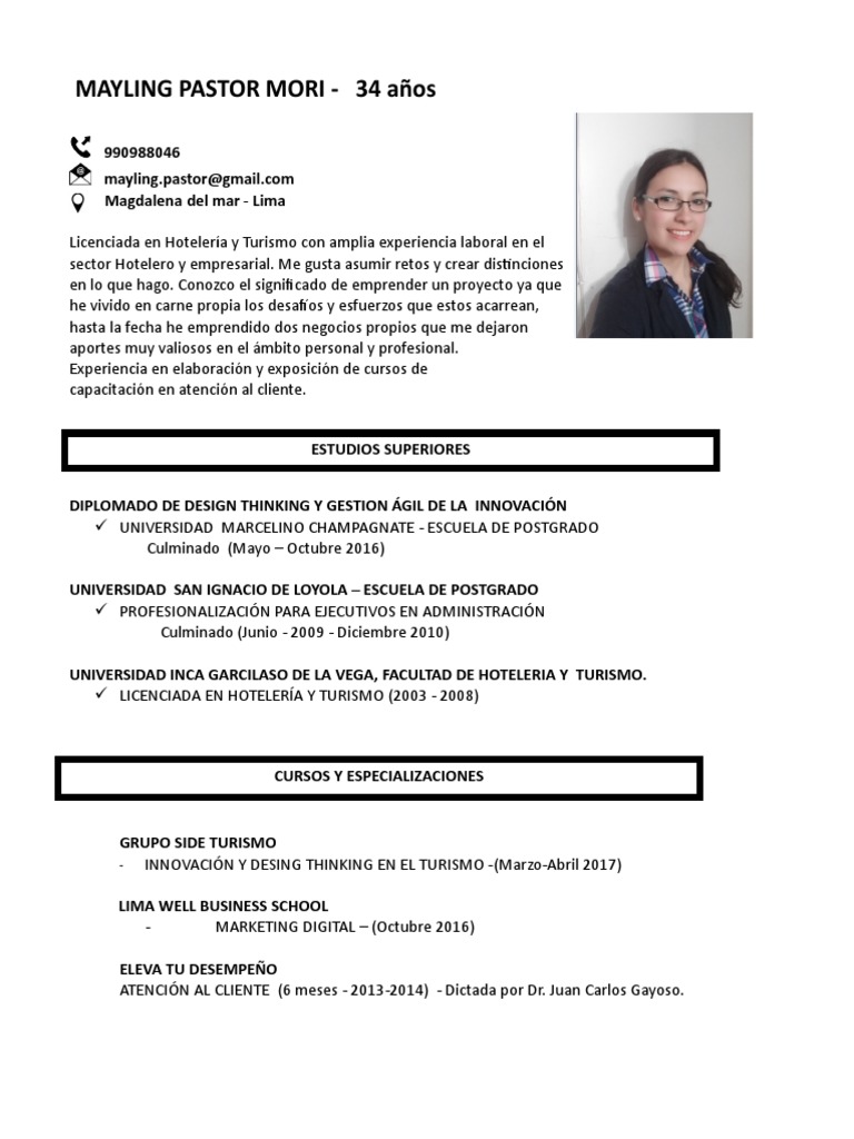 CV Mayling 2018 | PDF | Hotel | Turismo