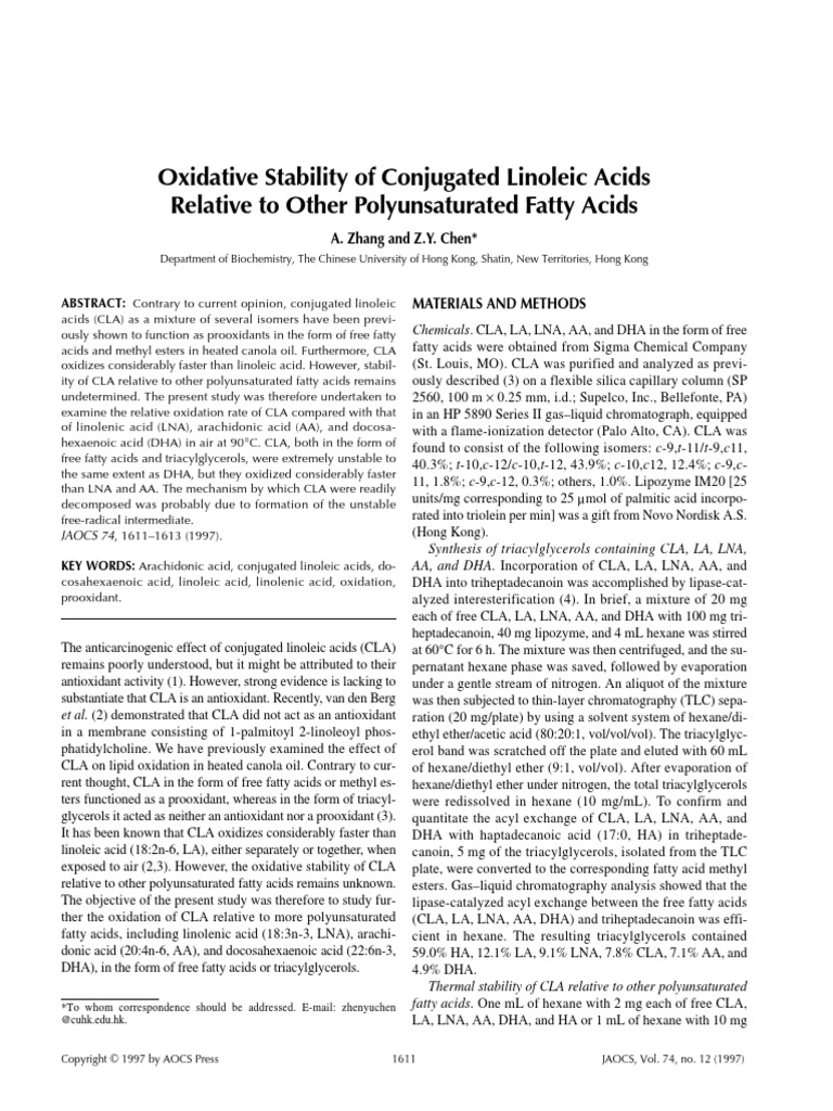 Oxidative Stability | PDF | Docosahexaenoic Acid | Fatty Acid