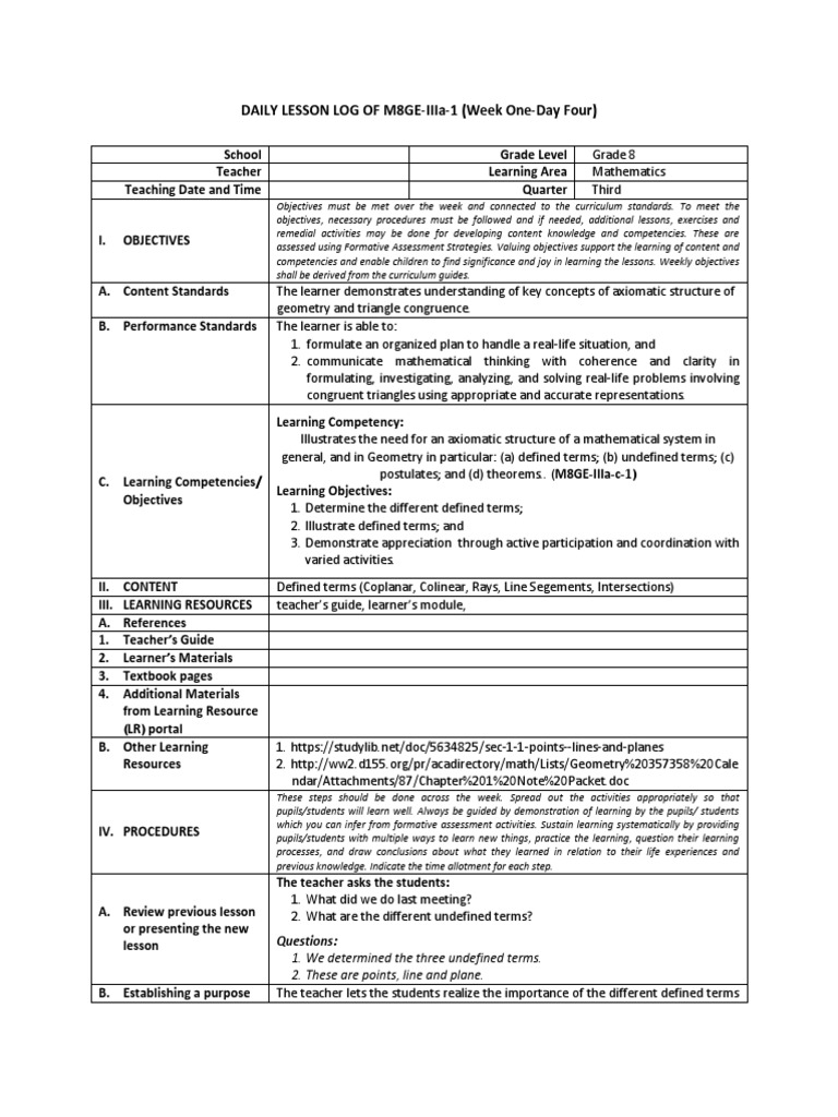 III-Day 4 | PDF | Line (Geometry) | Teachers