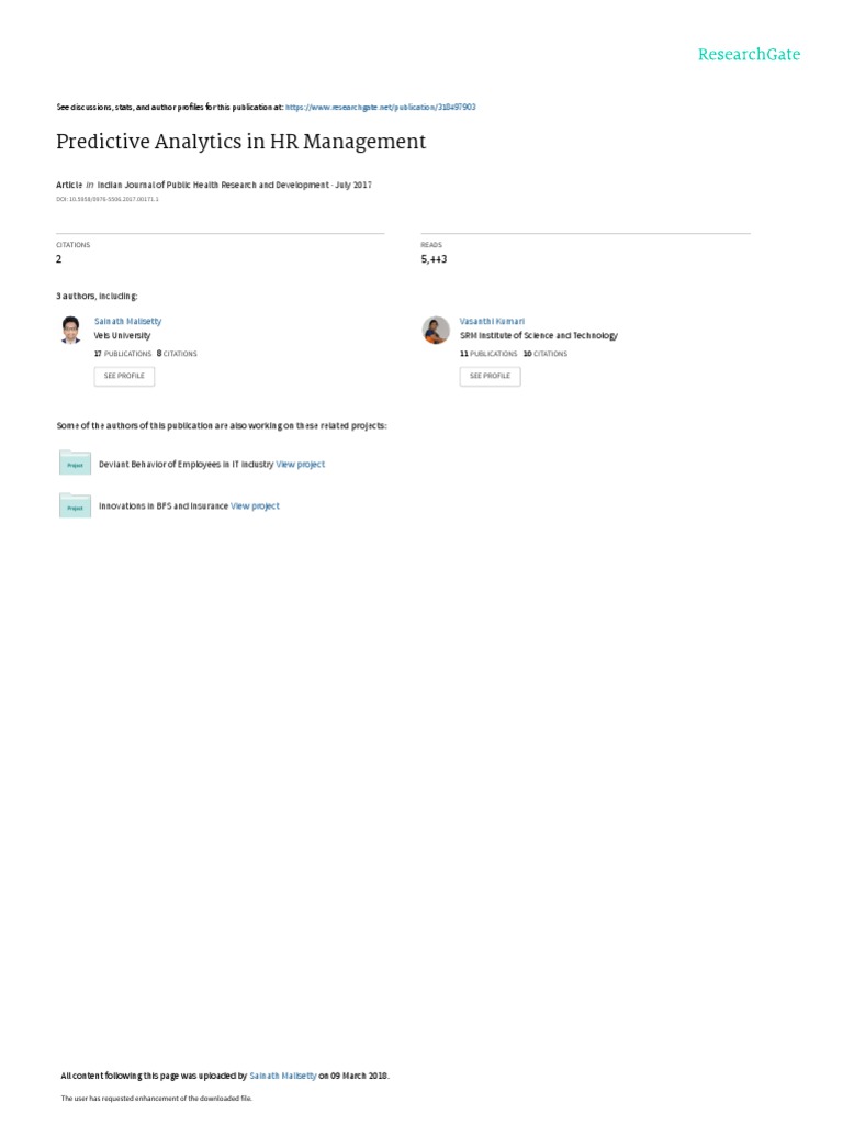 Predictive Analytics in HR Management | PDF | Predictive Analytics ...