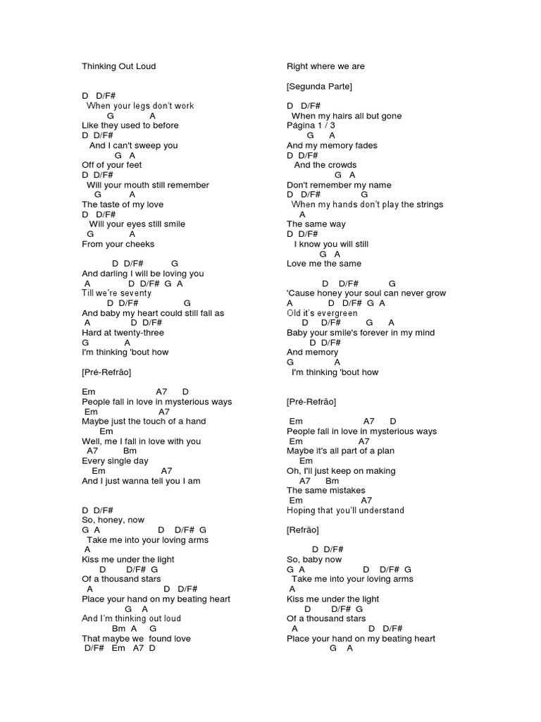 Thinking Out Loud Chords | PDF