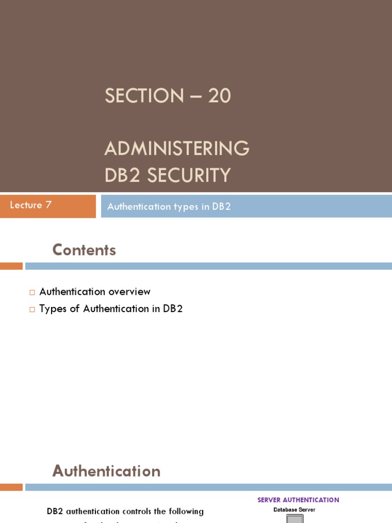 S20L7 Authentication Types in DB2 | PDF | Authentication | Password
