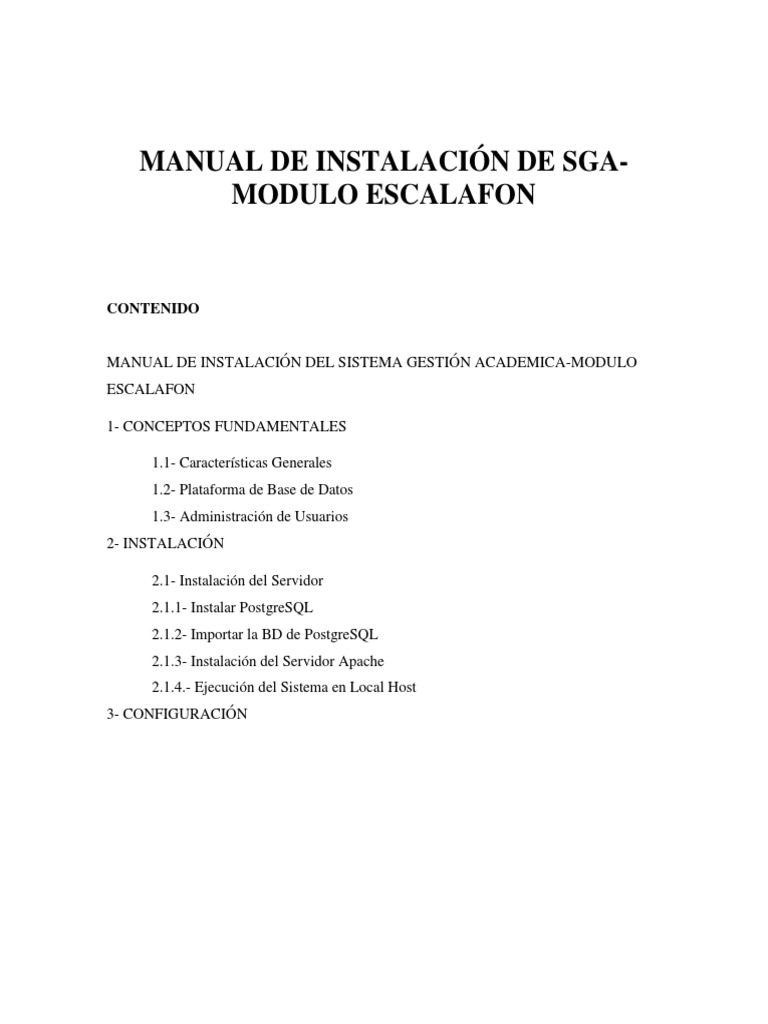 Manual de Instalación | PDF | Postgre Sql | Servidor (Computación)