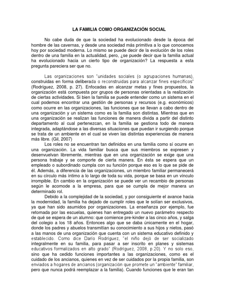 La Familia Como Organización Social | PDF | Familia | Sociedad