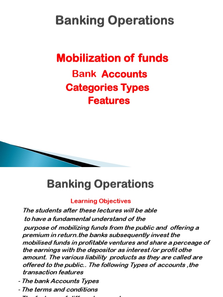 Mobilization of Funds: Bank Accounts Categories Types Features | PDF ...
