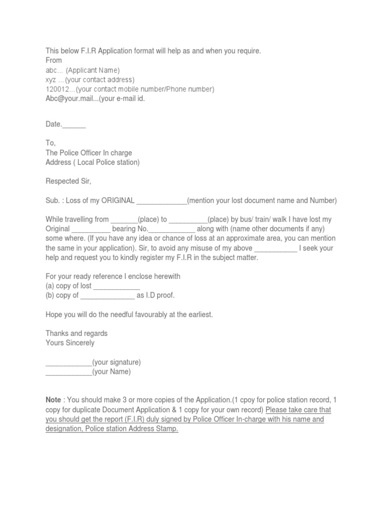 Complaint&FIR Sample | PDF