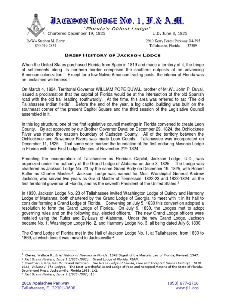 Letterhead-Jl1 Brief History of Jackson Lodge For First Minutes ...