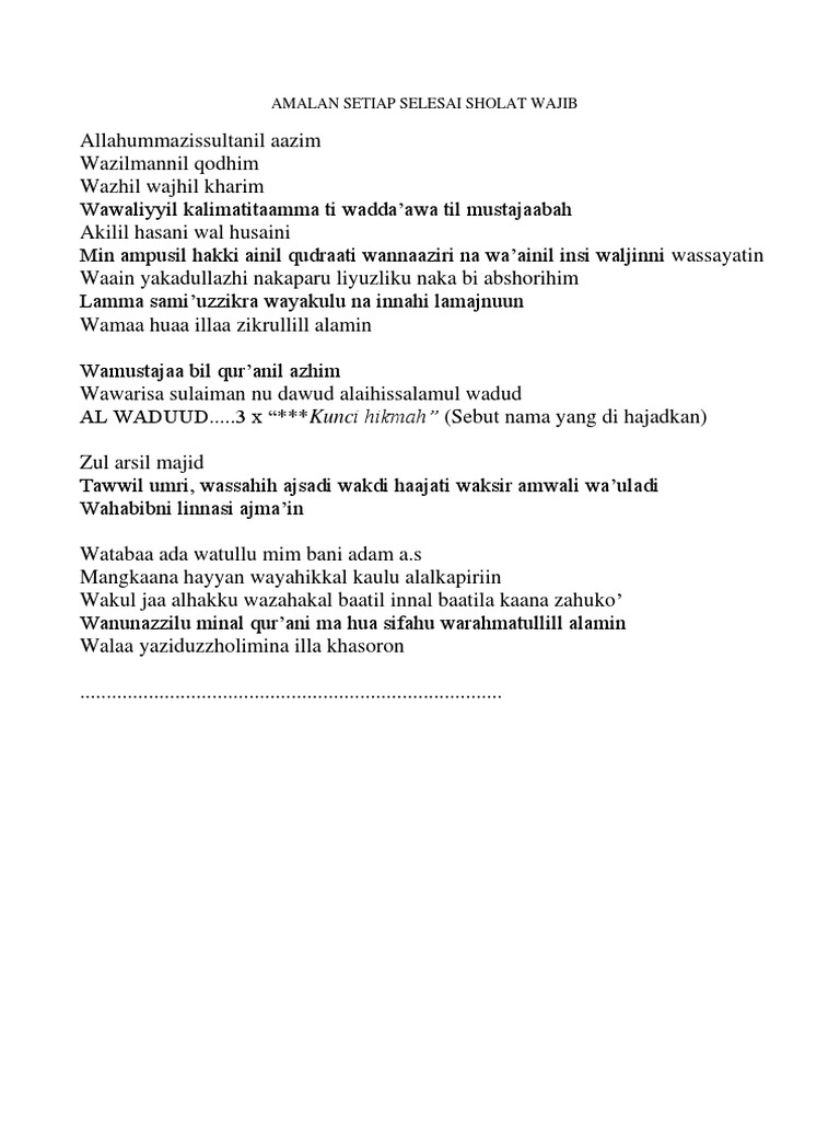 Amalan Setelah Sholat Wajib | PDF