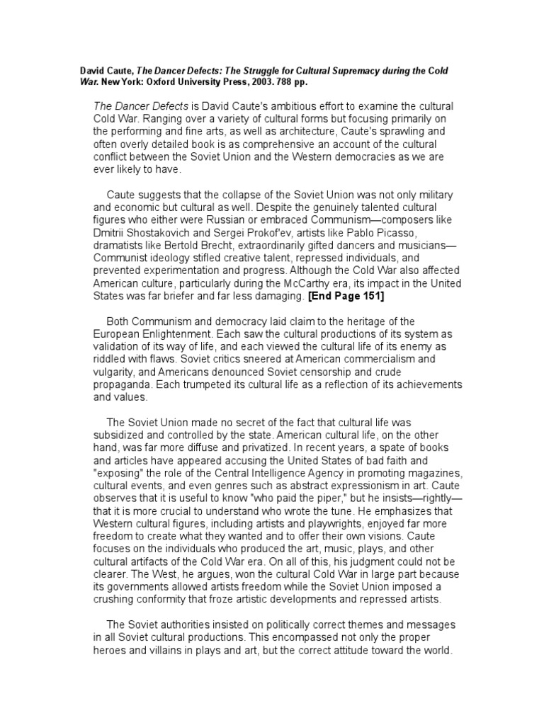 The Dancer Defects Is David Caute's Ambitious Effort To Examine The ...