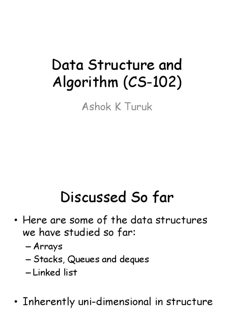 Data Structure and Algorithm (CS-102) : Ashok K Turuk | PDF | Areas Of ...