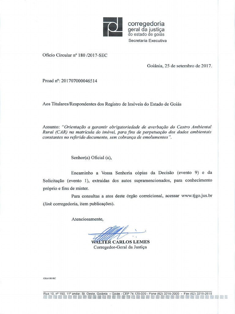 Ofício Circular Nº 180-2017 | PDF