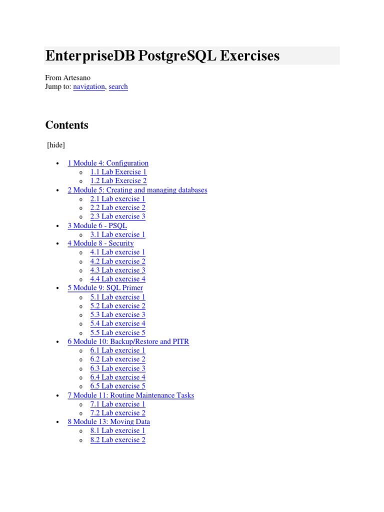 EnterpriseDB PostgreSQL Exercises | PDF | Postgre Sql | Databases