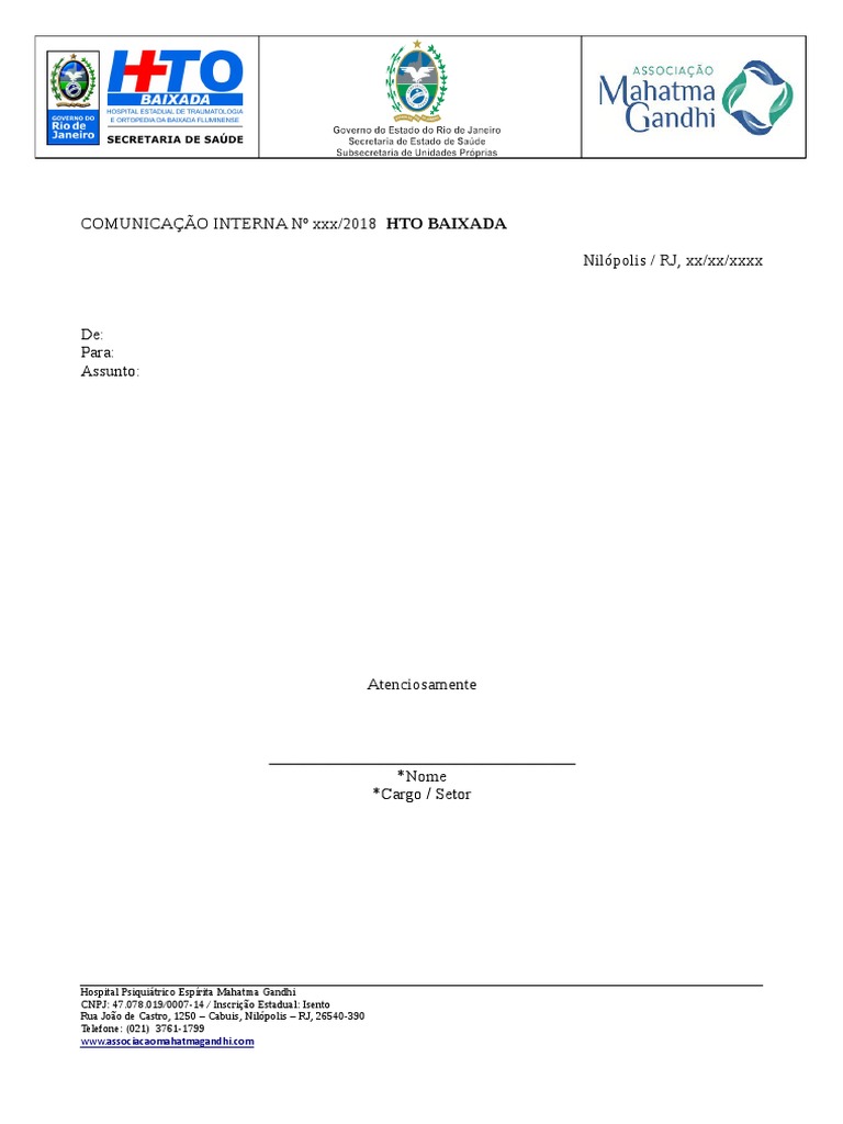 Comunicação Interna HTO Baixada | PDF